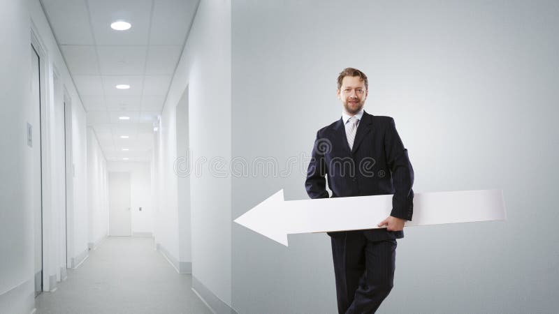 Man with banner stock photo. Image of business, male - 50695254