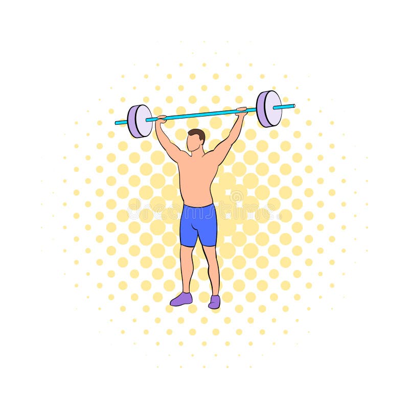 Man with Barbell Icon Cartoon Stock Vector - Illustration of barbell ...