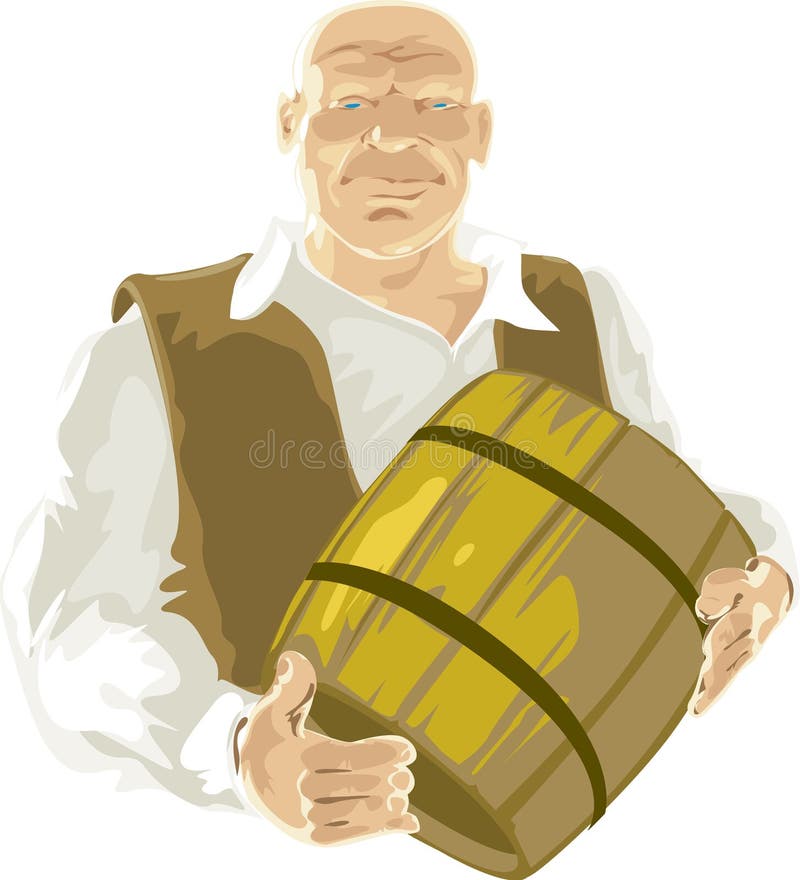 Man with barrel stock vector. Illustration of white, sketch - 7537507