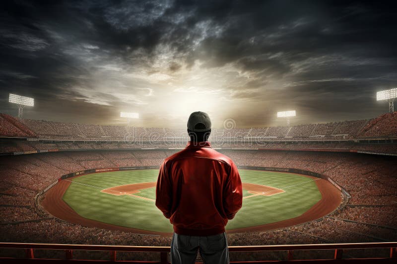 Man Baseball Stadium. Generate Ai Stock Image - Image of equipment ...