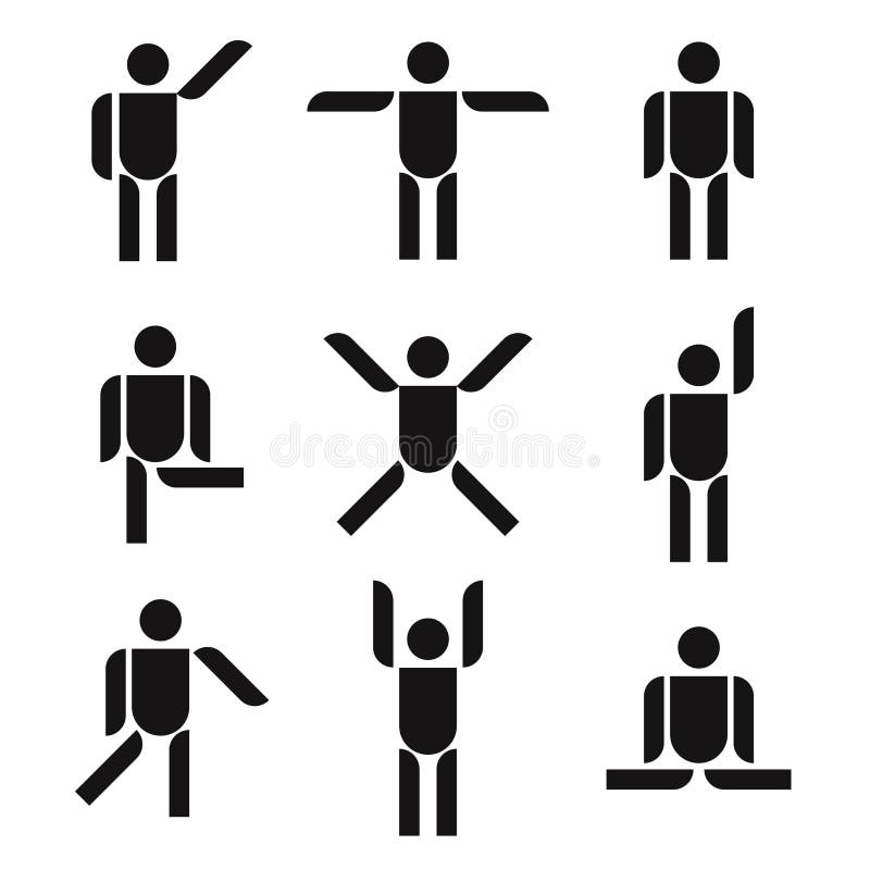 Basic Posture People Sitting Standing Icon Sign Symbol Pictogram Stock ...