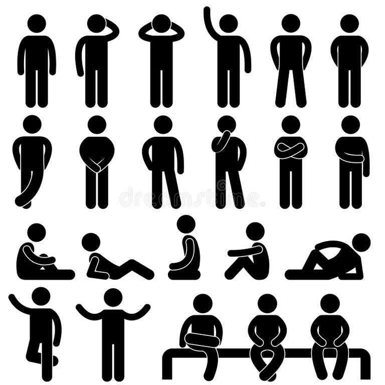Man Basic Posture People Icon Sign Symbol Pictogra Stock Vector ...