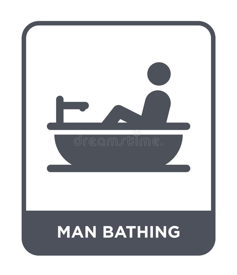 Man Bathing Icon In Trendy Design Style. Man Bathing Icon Isolated On ...
