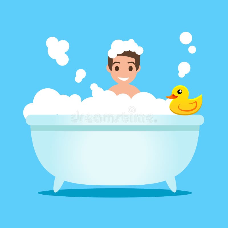 Man Bathing Vector Cartoon Illustration Stock Vector - Illustration of ...