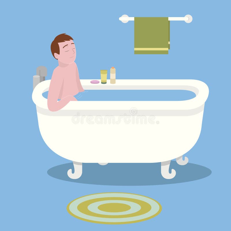 Man in bathtub stock vector. Illustration of clean, bath - 75630837