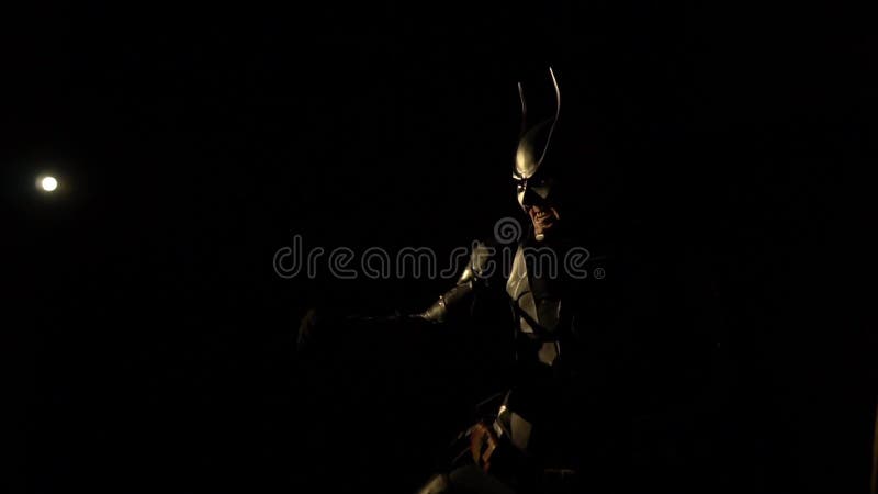 Batman Cosplay in Armor and Mask that Fights in the Dark Stock Footage ...