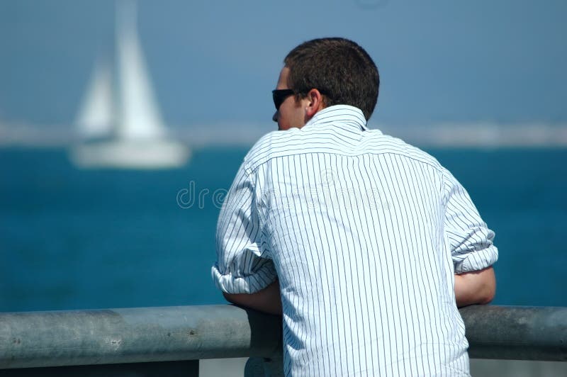 Man by Bay stock image. Image of body, tourist, contemplate - 1114675
