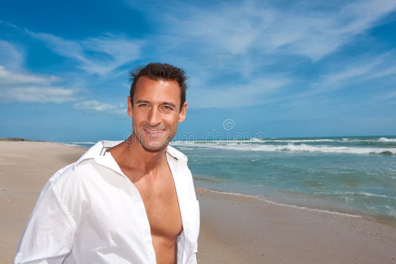 Man at the beach stock image. Image of beach, attractive - 9139575