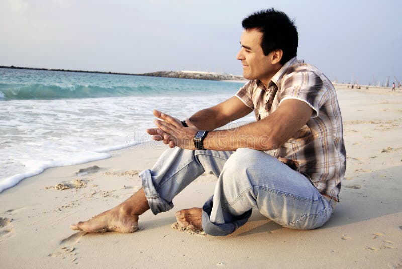 Man in the beach stock photo. Image of casual, serenity - 9926452