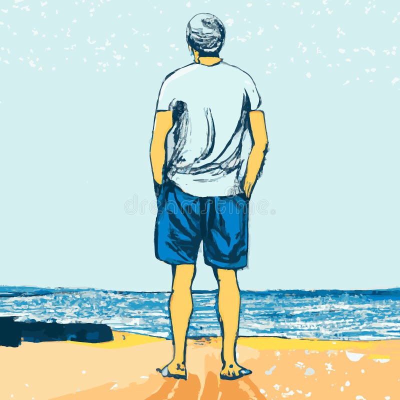 Man at the Beach - Leisure Scene Illustration Stock Vector ...