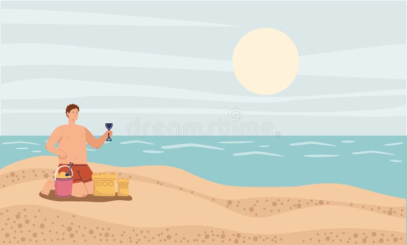 Man on the beach stock vector. Illustration of beach - 239371544
