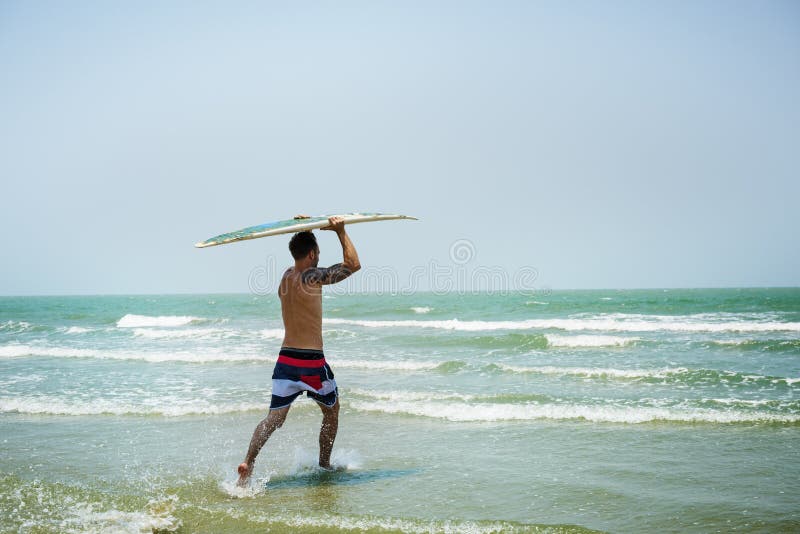 Man Beach Summer Holiday Vacation Surfing Concept Stock Photo - Image ...