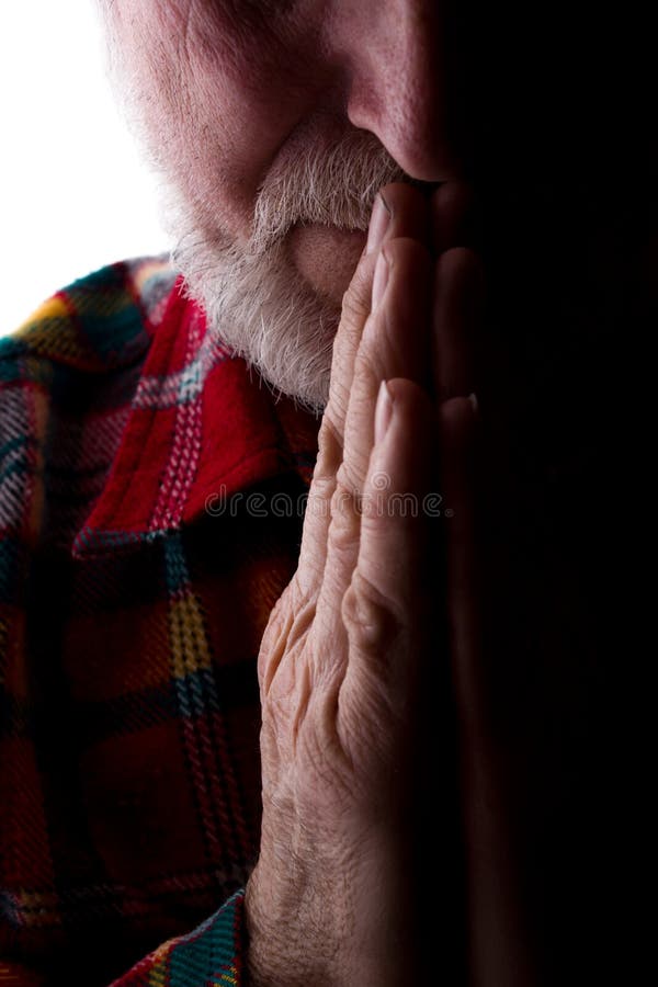 A Man with a Beard at the Age Holds Hands - Silhouette Stock Photo ...