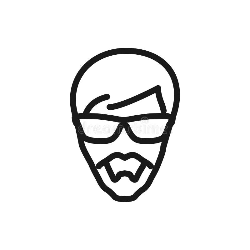 Man with Beard Avatar. Man Face Icon Isolated Line Icon Stock Vector ...