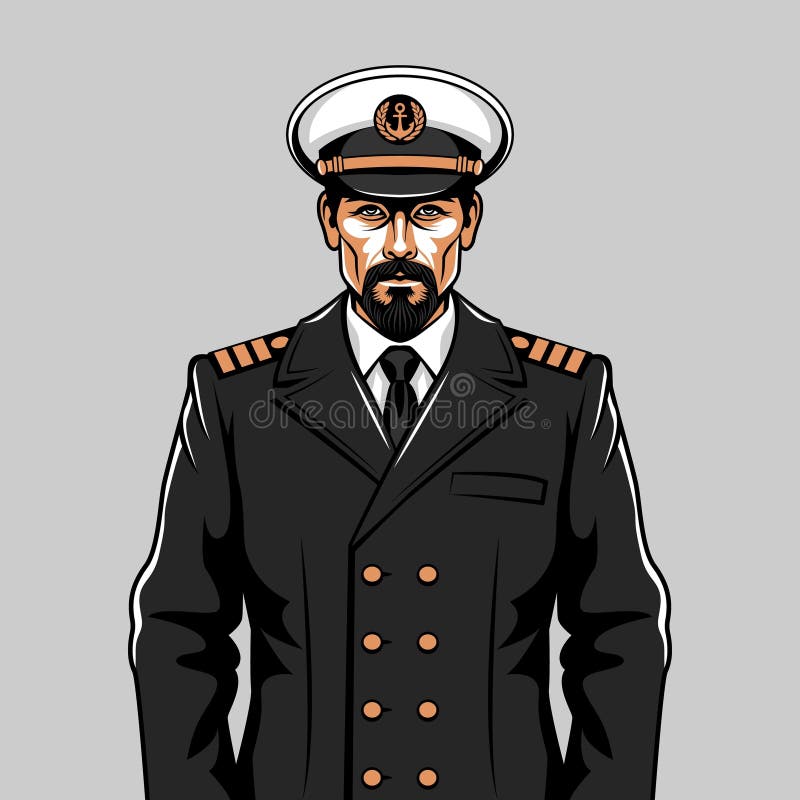 Man with a Beard in a Captain S Uniform Stock Vector - Illustration of ...