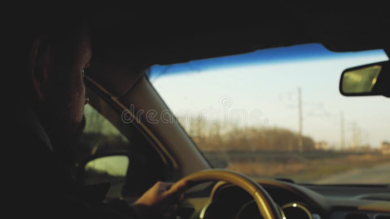 Man Driving a Car in a Back View Stock Footage - Video of automobile ...