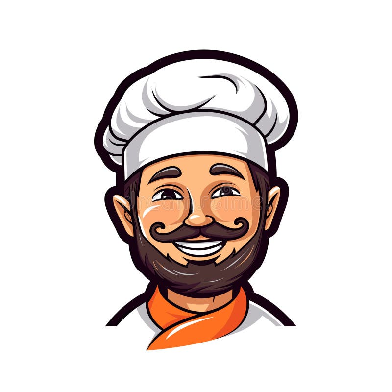 Vector of a Bearded Chef Wearing a Hat in a Flat Vector Icon Stock ...