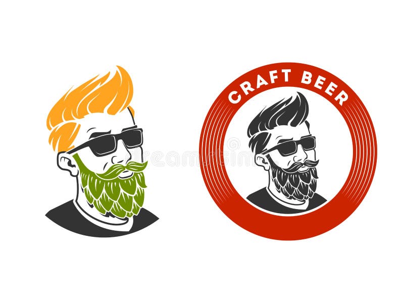 Man with Beard in the Form of Hop Vector Emblem Stock Vector ...
