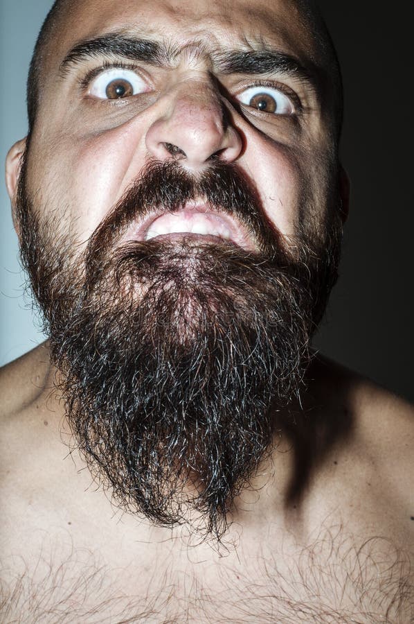 Man with Beard with Frightening Expressions Stock Image - Image of ...