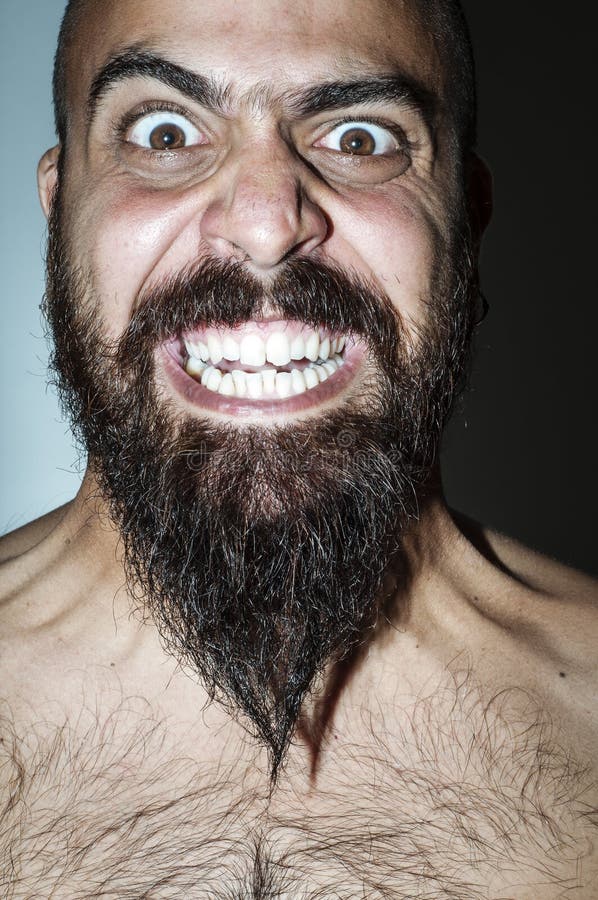 Man with Beard with Frightening Expressions Stock Image - Image of ...