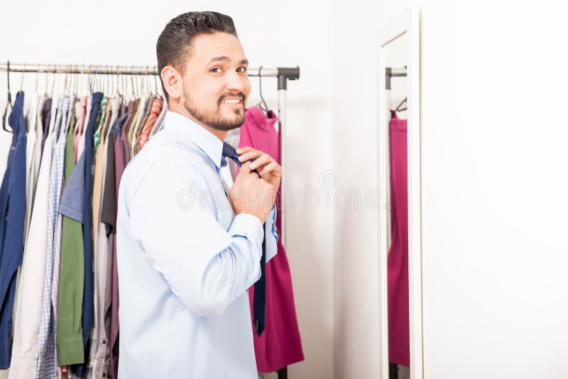 Man with a Beard Getting Dressed Stock Image - Image of dressing ...