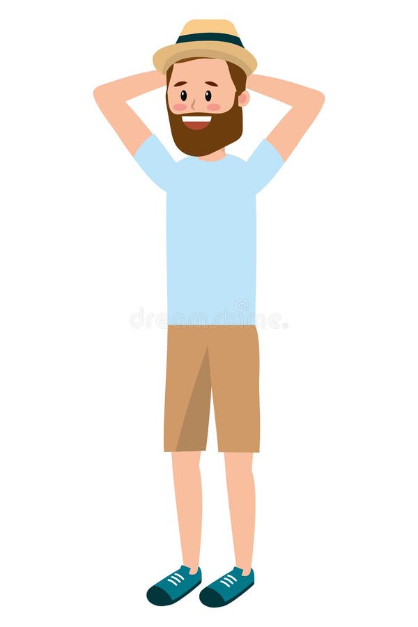 Man with Beard and Hat Cartoon Stock Vector - Illustration of model ...