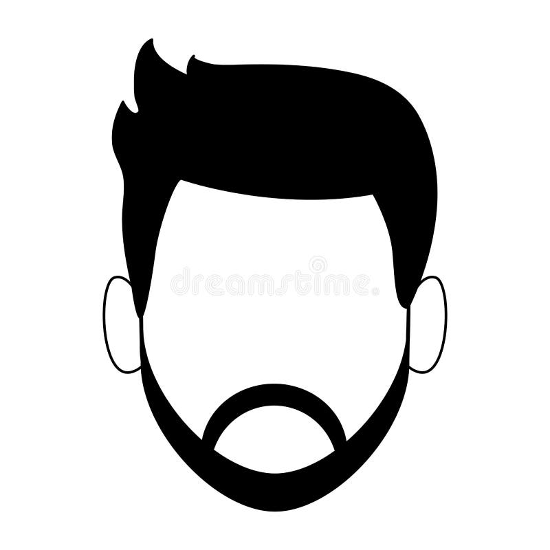 Man with Beard Head Faceless in Black and White Stock Vector ...
