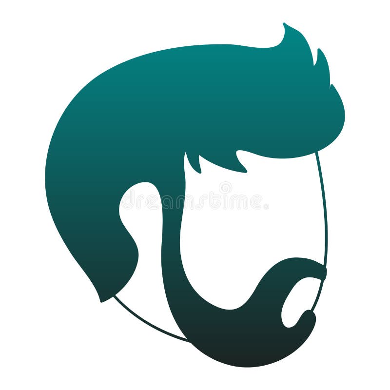 Man with Beard Head Faceless in Blue Lines Stock Vector - Illustration ...