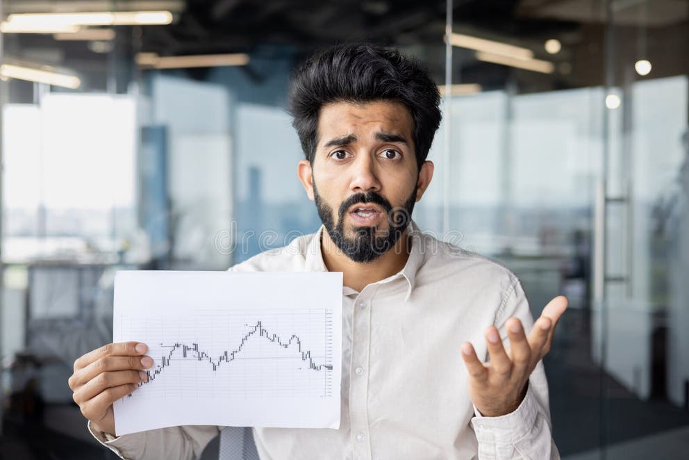 Man Showcases Graph Using Gestures and Handwritten Font on Paper. Stock ...