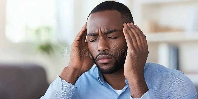 A Man with a Beard Holds His Head Looking Pained Stock Illustration ...