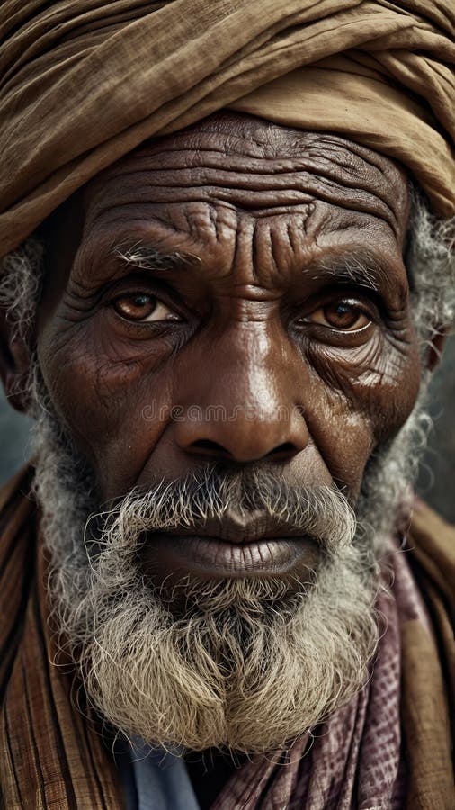 A Man with a Beard a Hyper-Realistic Portrait of an Old Somali Man ...