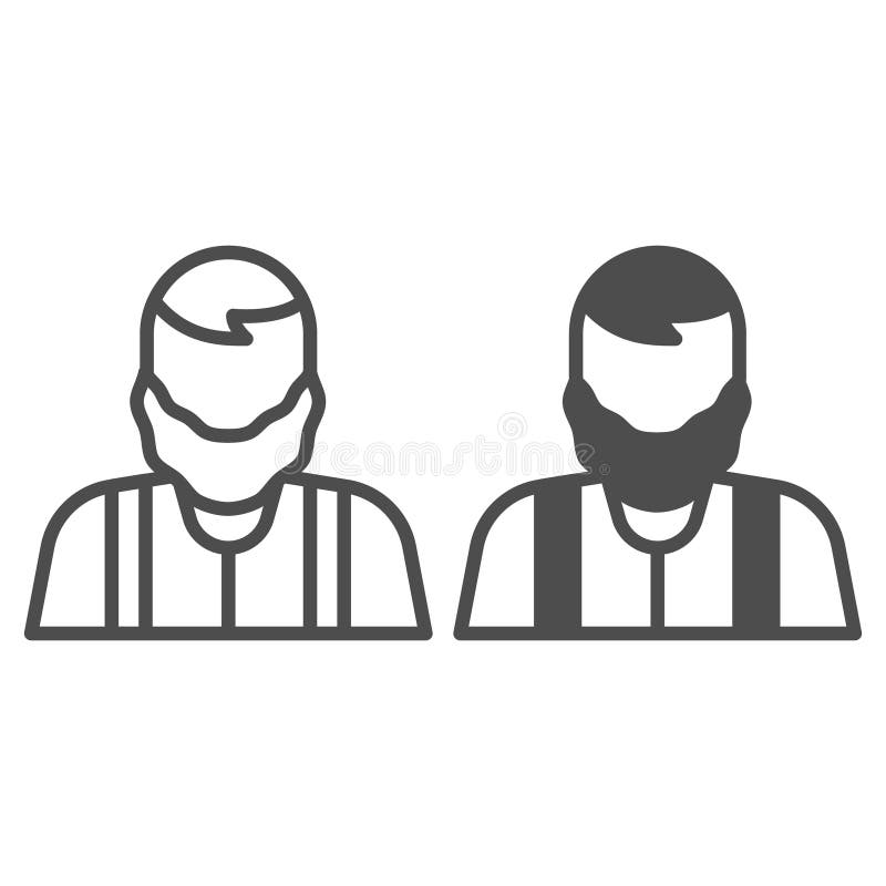 Man with Beard Line and Solid Icon, Fat People Concept. Vector Graphics ...