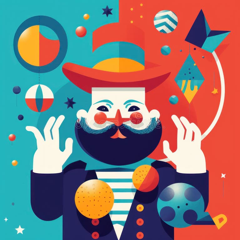 A Man with a Beard and a Mustache is Juggling Around. Generative AI ...