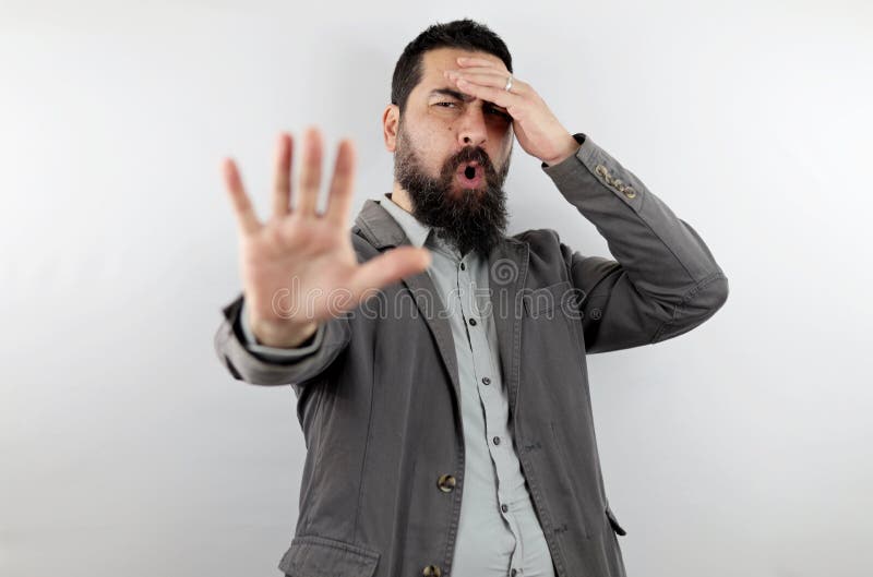 Embarrassed and Shy Man in Shock Lying on Bed with Experienced Excited ...