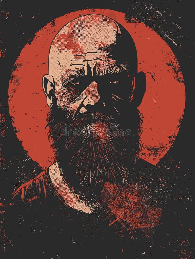 A Man with a Beard and a Red Circle in the Background Stock ...