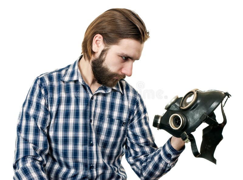 Man Beard Watching Gas Mask Stock Photos - Free & Royalty-Free Stock ...