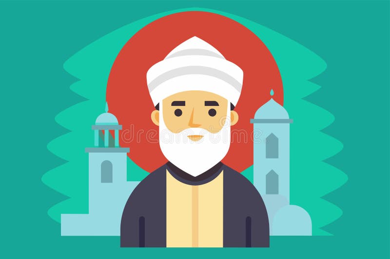 A Man with a Beard and a White Turban Stands in Front of a, Imam ...