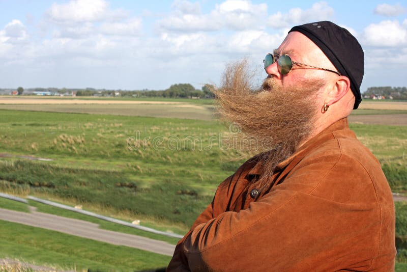 Man with a Long Beard Gone with the Wind Stock Photo - Image of storm ...