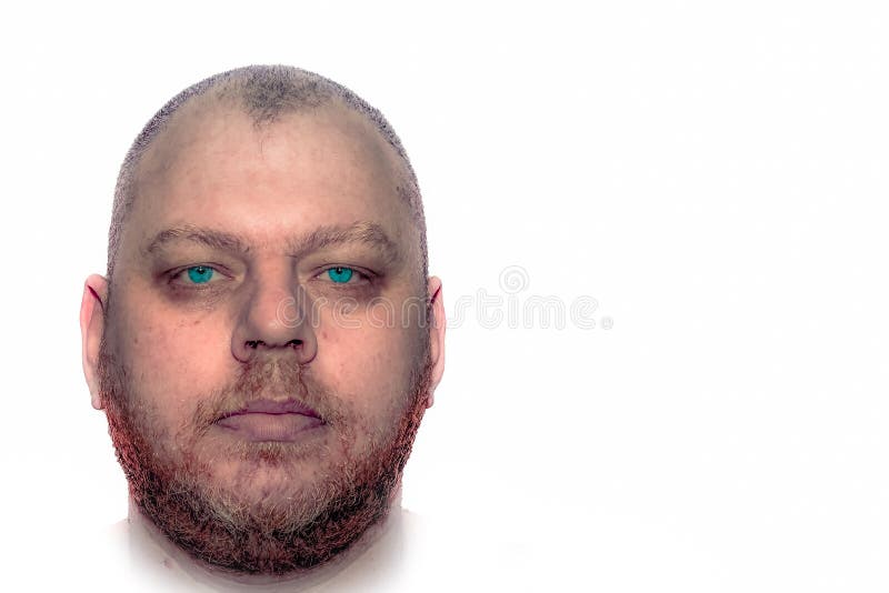 Man with Beard 43 Years Portrait. Isolate on White Background Stock ...