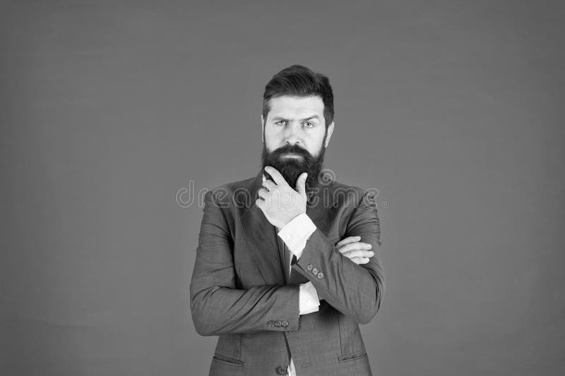 Man Bearded Businessman Thoughtful Face Solving Problem Making Decision ...