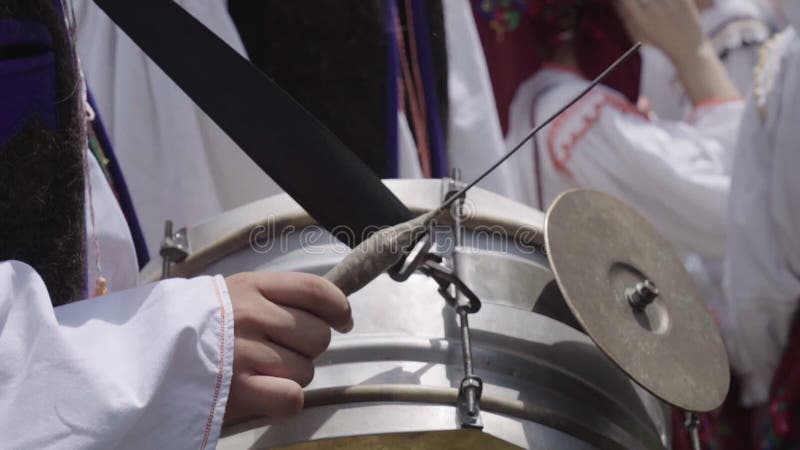 Man Beating Traditional Romanian Drum Stock Video - Video of beating ...