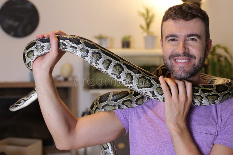 Man with Beautiful Pet Snake Stock Photo - Image of adult, handsome ...