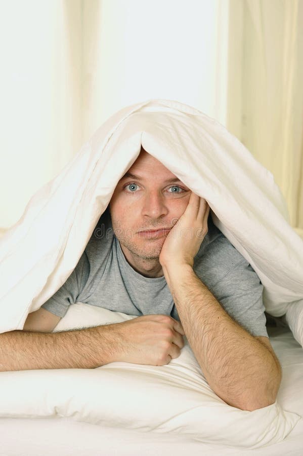 Man in Bed with Eyes Opened Suffering Insomnia and Stock Photo - Image ...