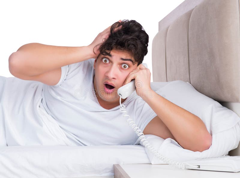 Man in Bed Suffering from Insomnia Stock Photo - Image of isolated ...