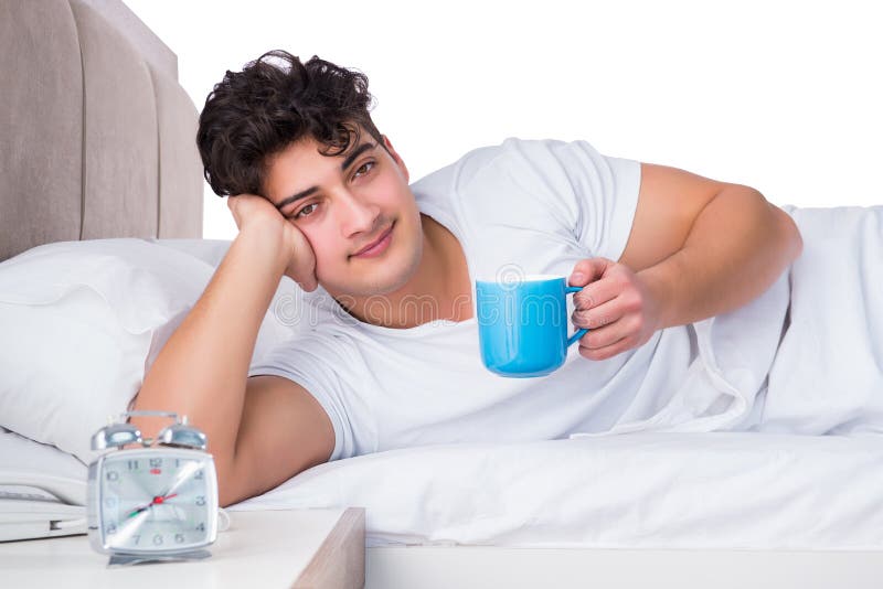 The Man in Bed Suffering from Insomnia Stock Photo - Image of awaking ...