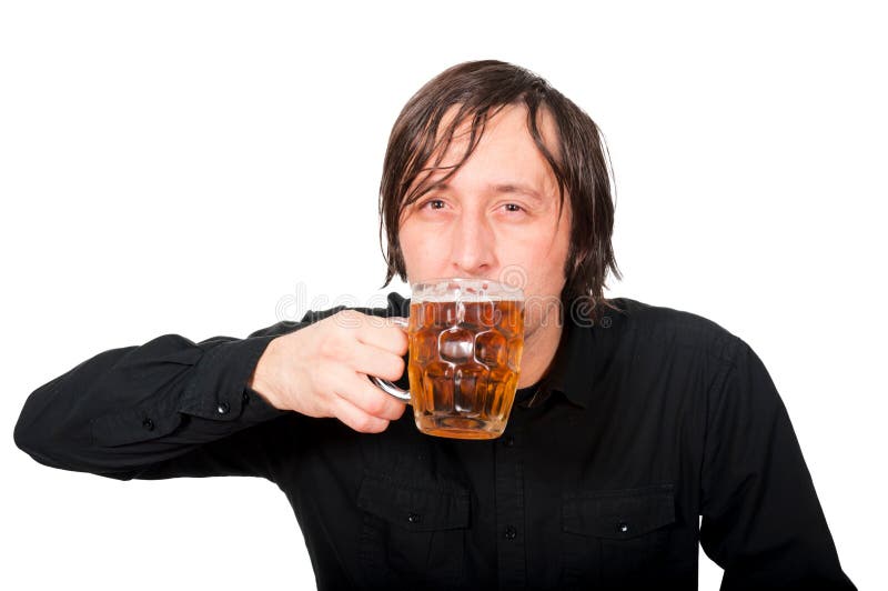 Man with beer stock image. Image of funny, beer, happiness - 28308193
