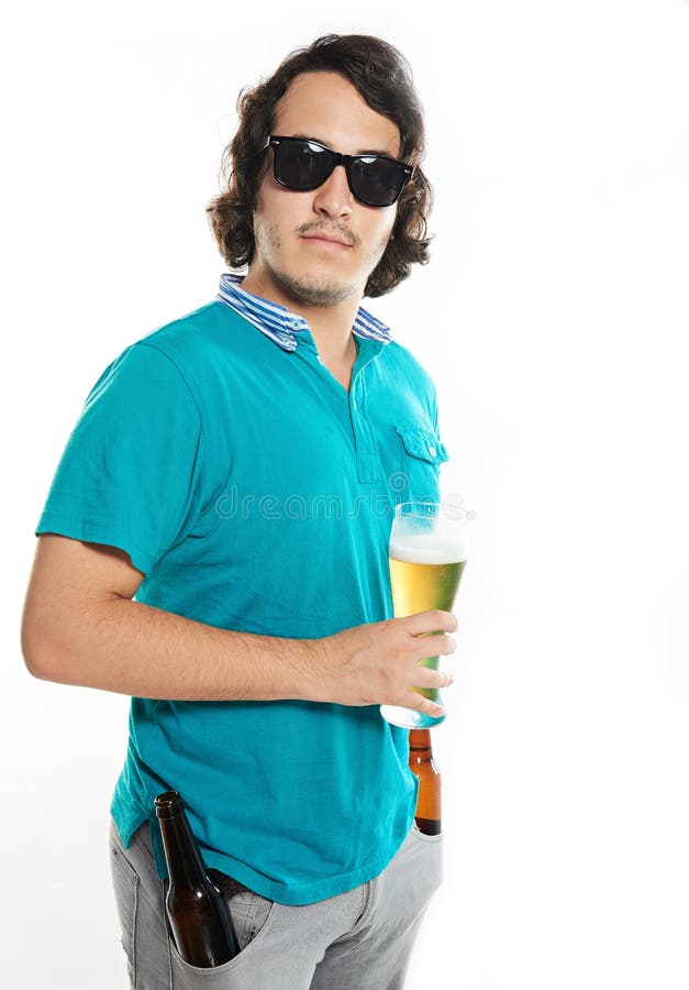 Man with beer glass stock image. Image of person, party - 73556805