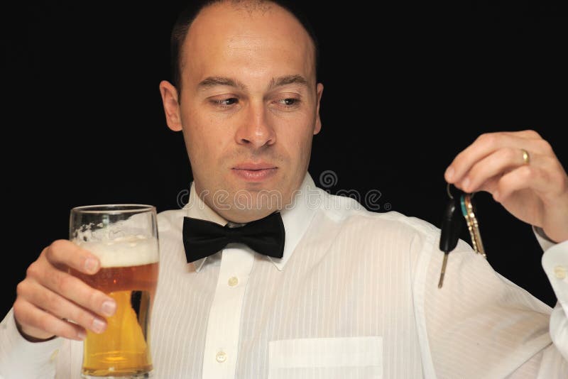 Man with beer and keys stock photo. Image of drunk, barman - 5833708