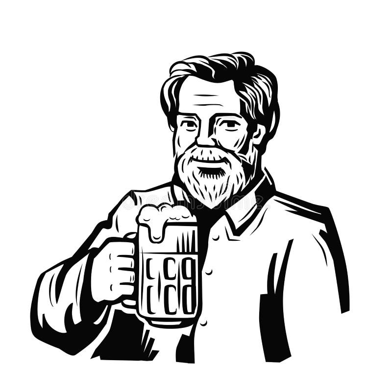 Man with beer stock vector. Illustration of happy, lager - 69988968