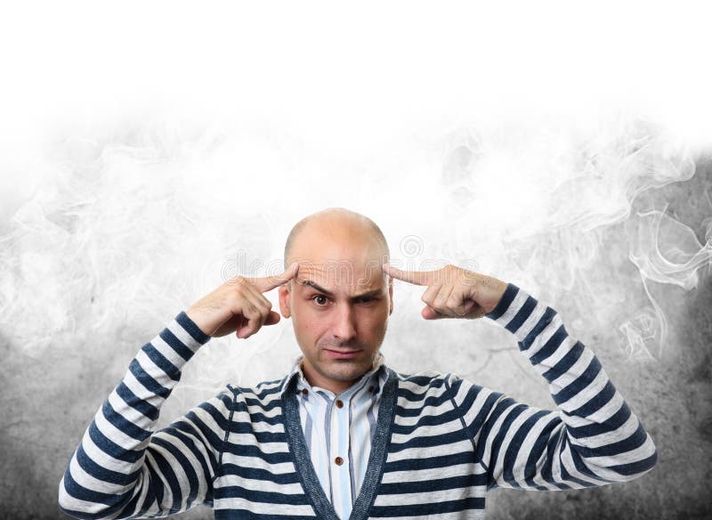 Man Began To Smoke during Hard Thinking Stock Photo - Image of serious ...